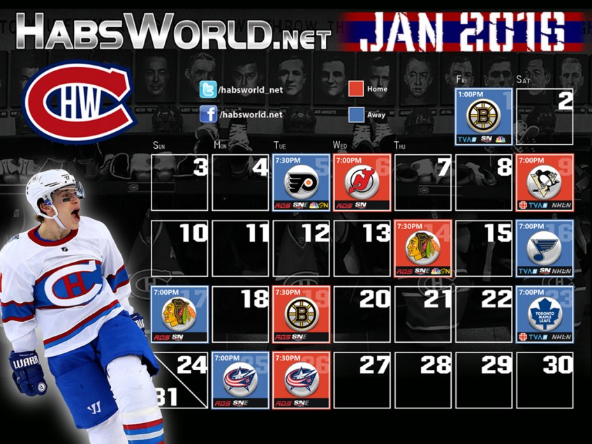 January 2016 Desktop Wallpaper Calendar – HabsWorld.net