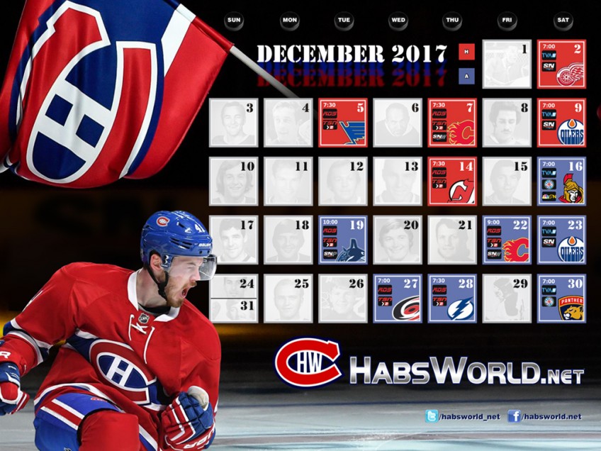 December 2017 Desktop Wallpaper Calendar – HabsWorld.net